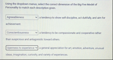 Solved Using the dropdown menus, select the correct | Chegg.com