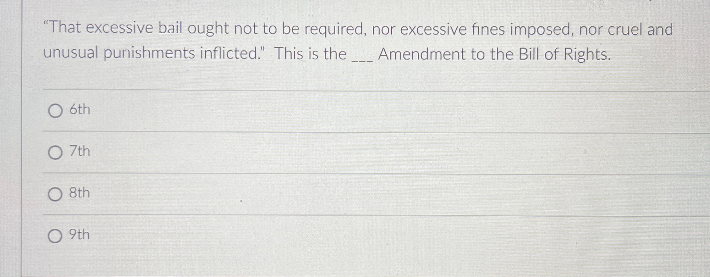 Solved "That excessive bail ought not to be required, nor | Chegg.com