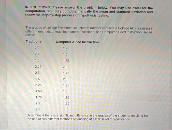 Solved INSTRUCTIONS: Please answer the problem below. You | Chegg.com