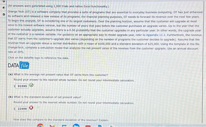 Solved (All answers were generated using 1,000 trials and | Chegg.com