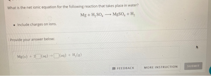 Solved What is the net ionic equation for the following | Chegg.com