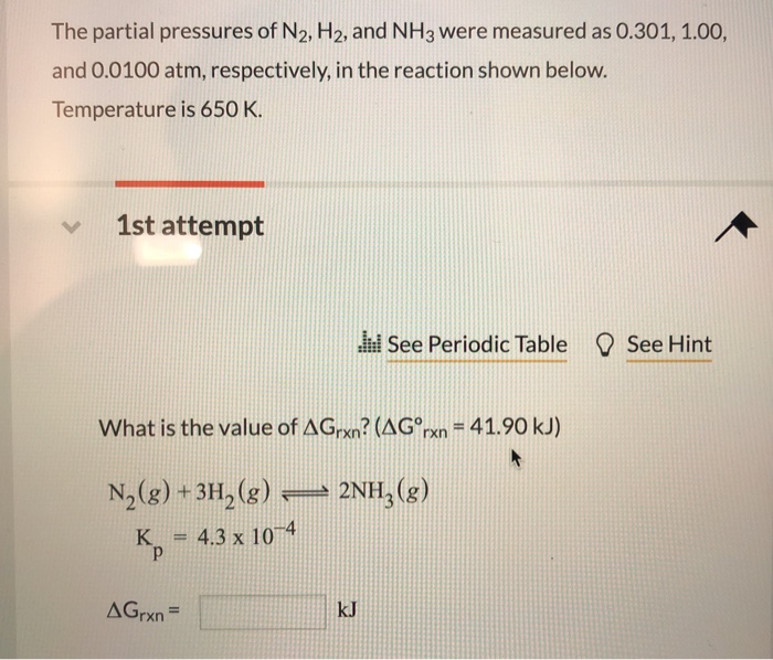 Solved The partial pressures of N2, H2, and NH3 were | Chegg.com