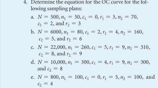Solved 4. Determine the equation for the OC curve for the | Chegg.com