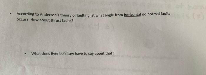 Solved According to Anderson's theory of faulting, at what | Chegg.com