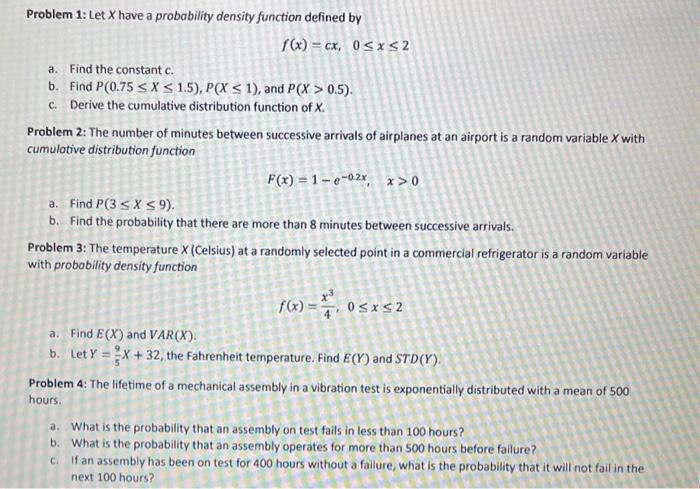 Solved Problem 1: Let X have a probability density function | Chegg.com