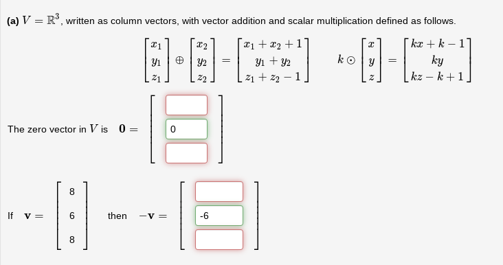 Solved (a) V=R3, ﻿written as column vectors, with vector | Chegg.com