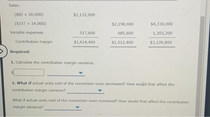 Solved Chapter 18, Assignment 2 Contribution Margin Variance | Chegg.com