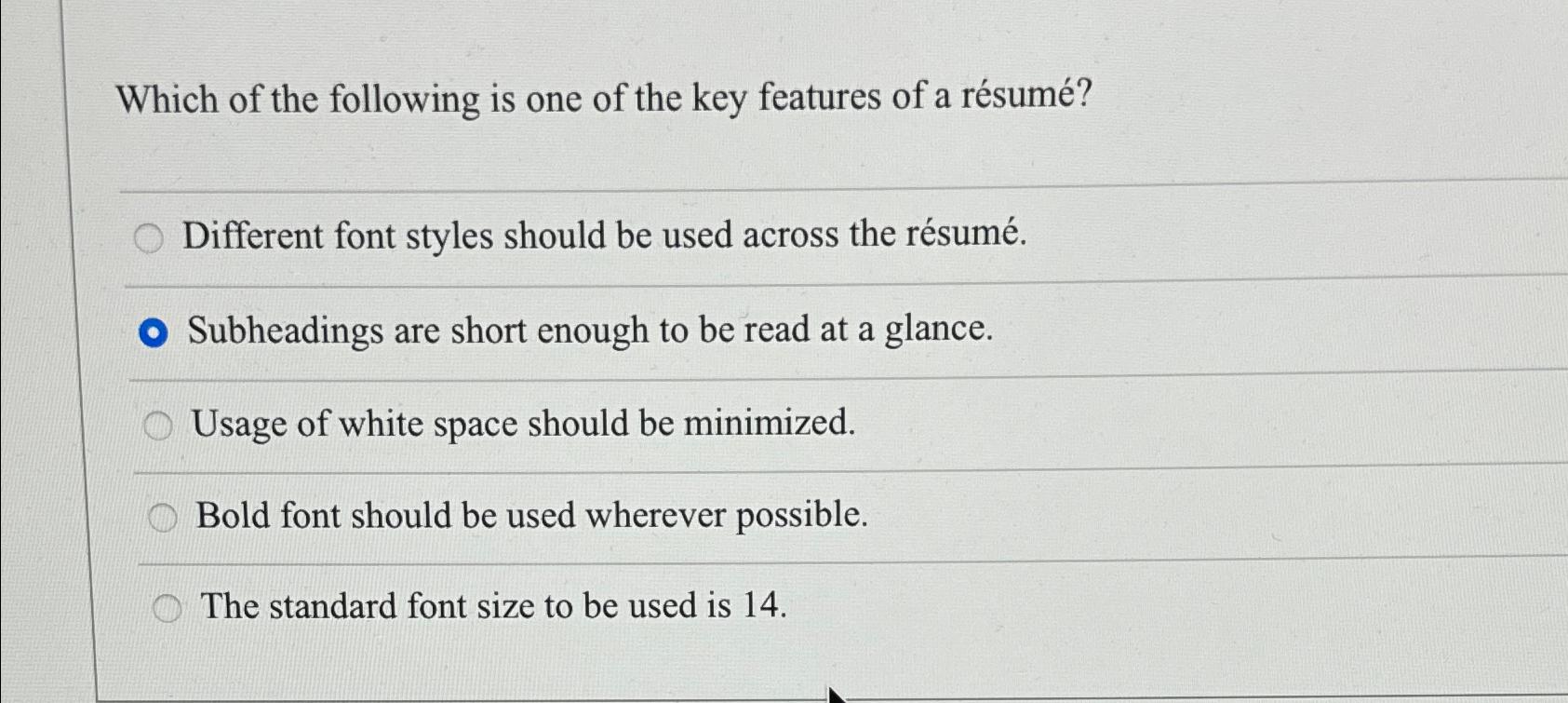 Solved Which of the following is one of the key features of | Chegg.com
