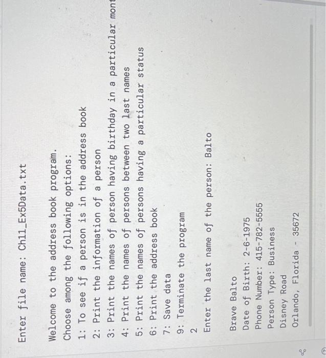 Instructions Using classes, design an online address | Chegg.com