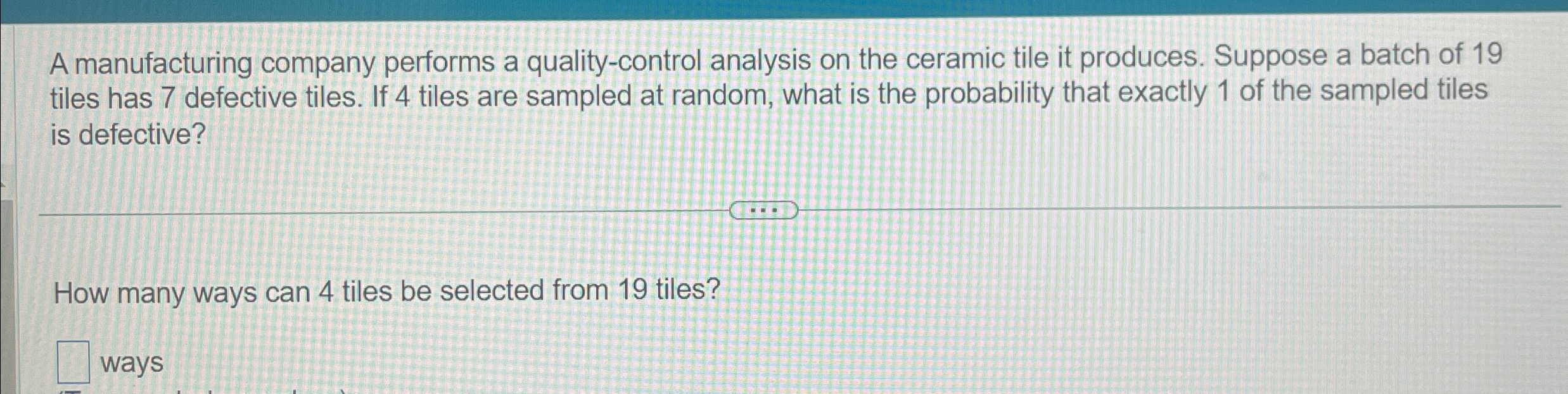 Solved A manufacturing company performs a quality-control | Chegg.com