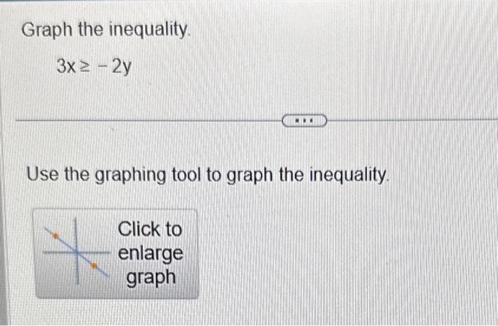 Solved Graph the inequality. 3x≥−2y Use the graphing tool to | Chegg.com
