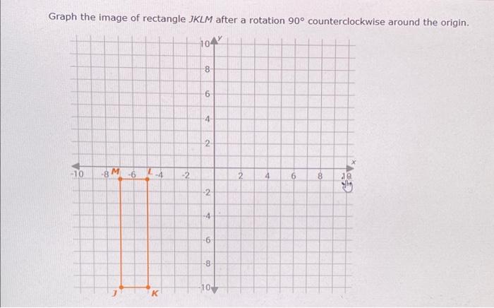 Solved Graph the image of rectangle JKLM after a rotation | Chegg.com