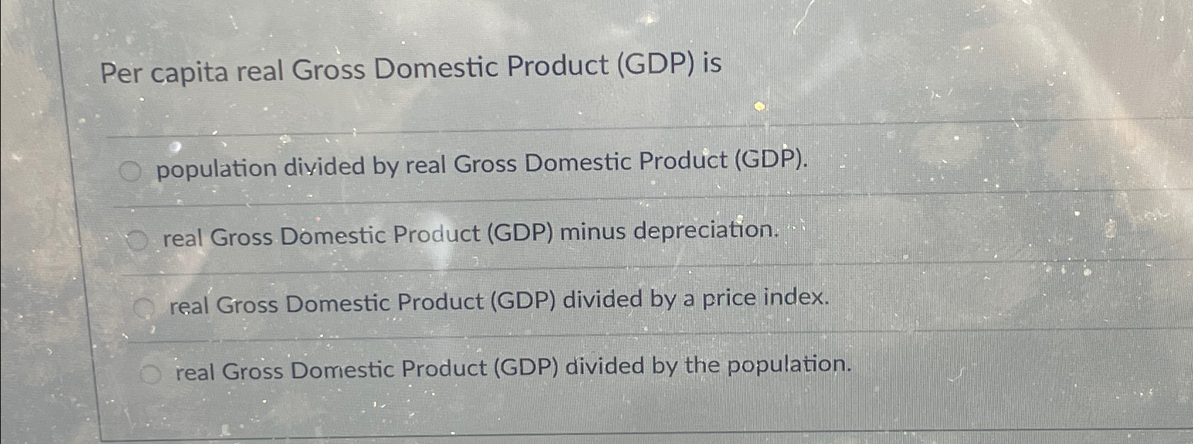 Solved Per capita real Gross Domestic Product (GDP) | Chegg.com
