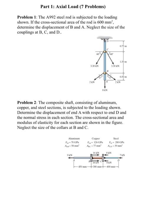 Solved Problem 1: The A992 steel rod is subjected to the | Chegg.com