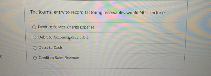 Solved The journal entry to record factoring receivables | Chegg.com