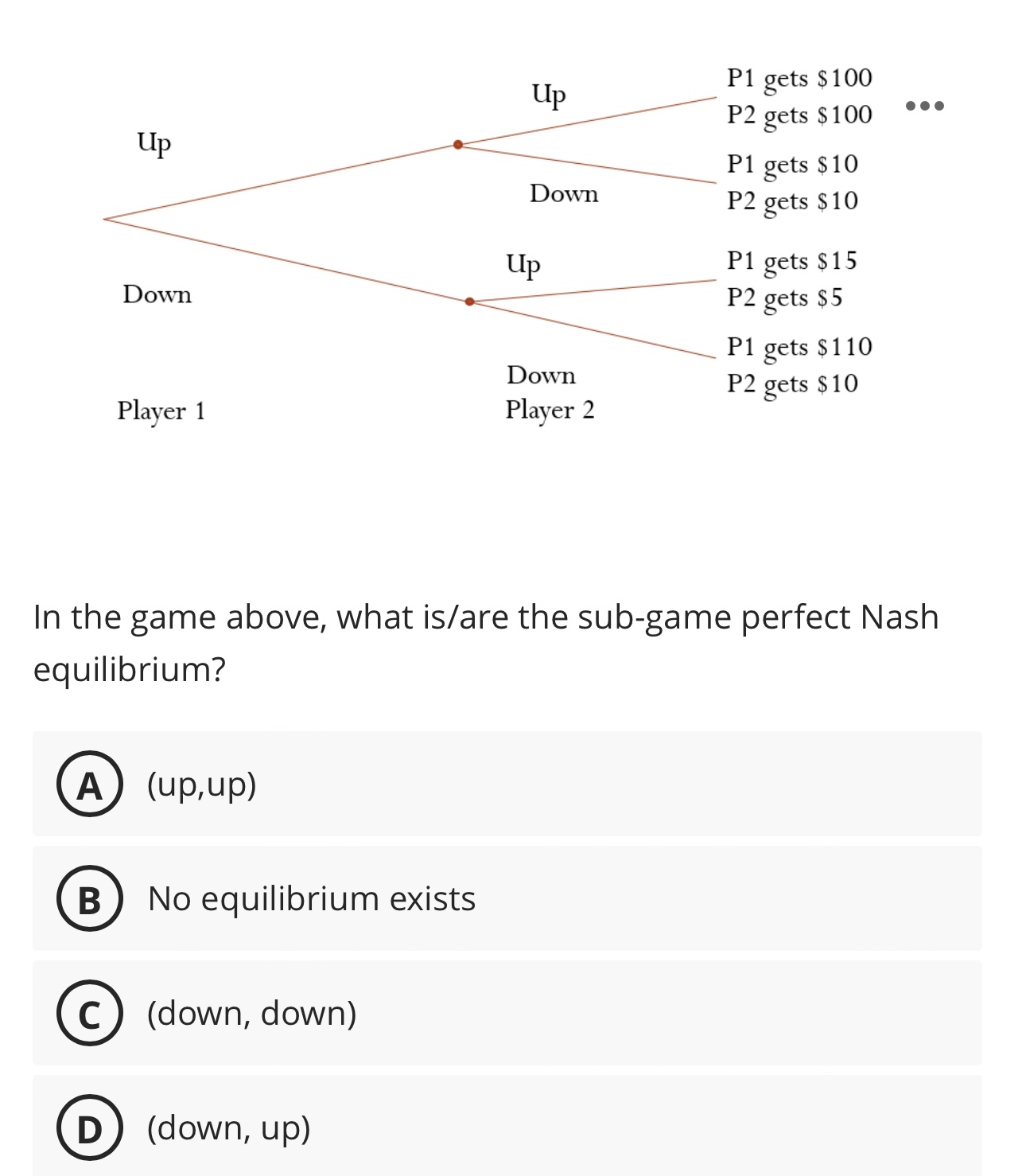 Solved In the game above, what is the sub-game perfect nash | Chegg.com