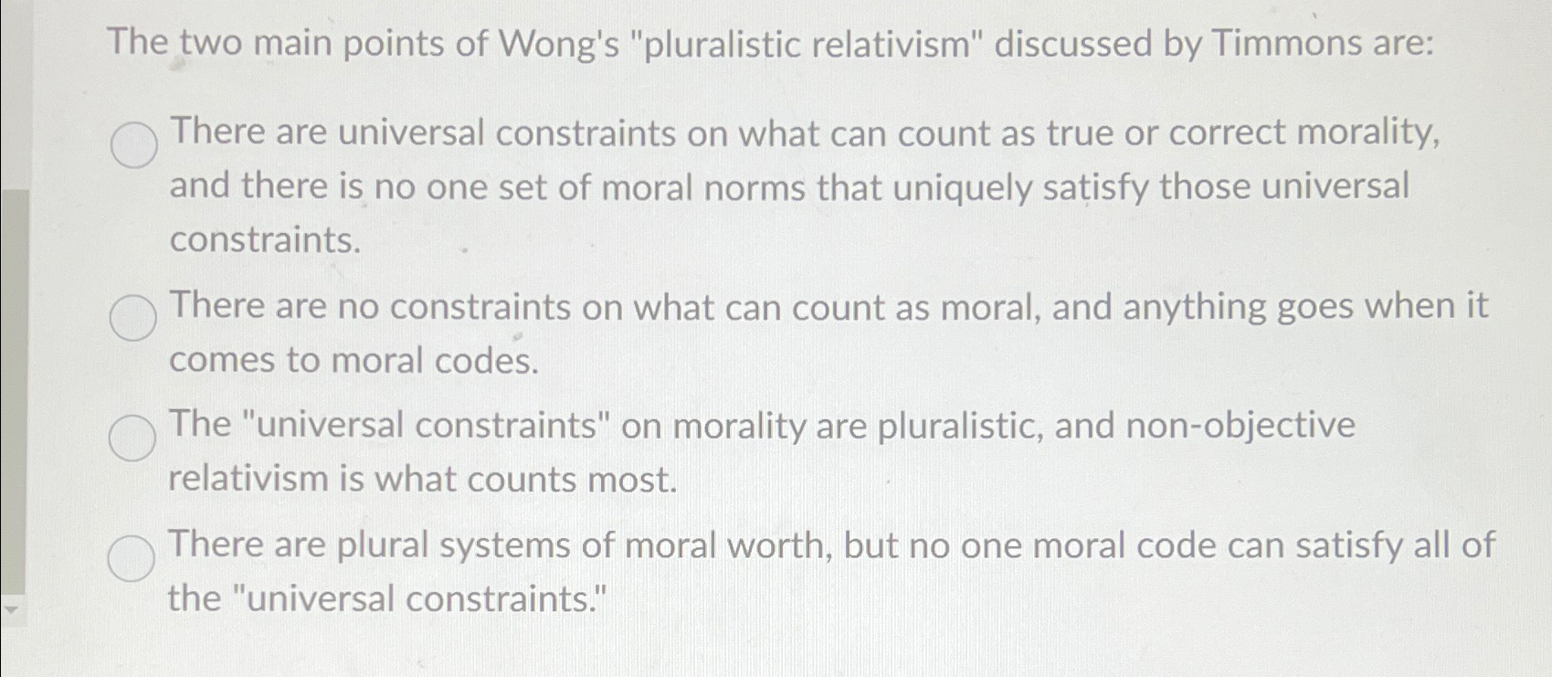 Solved The two main points of Wong's "pluralistic | Chegg.com