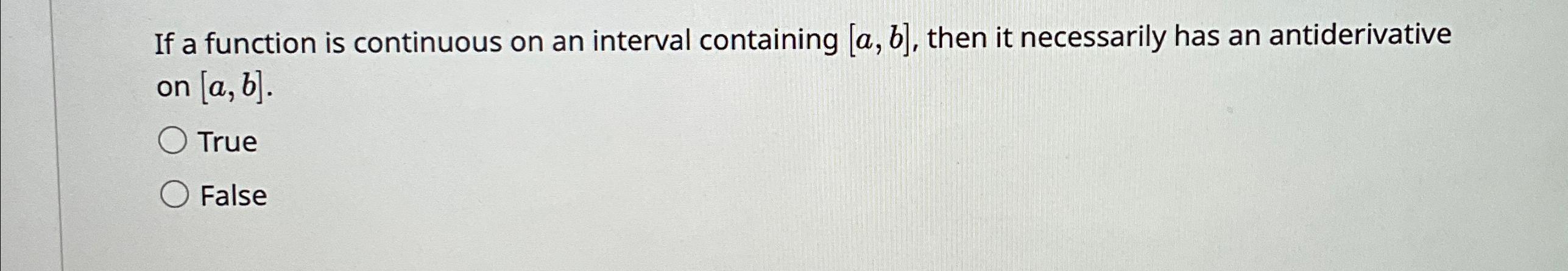 Solved If a function is continuous on an interval containing | Chegg.com