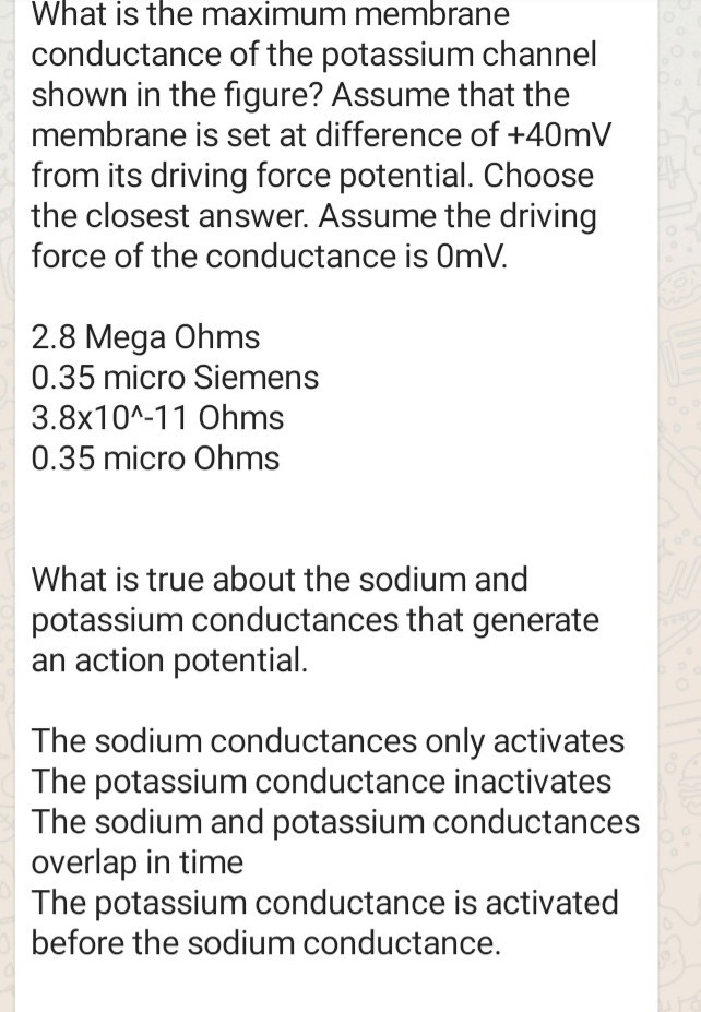 Solved What is the maximum membrane conductance of the | Chegg.com
