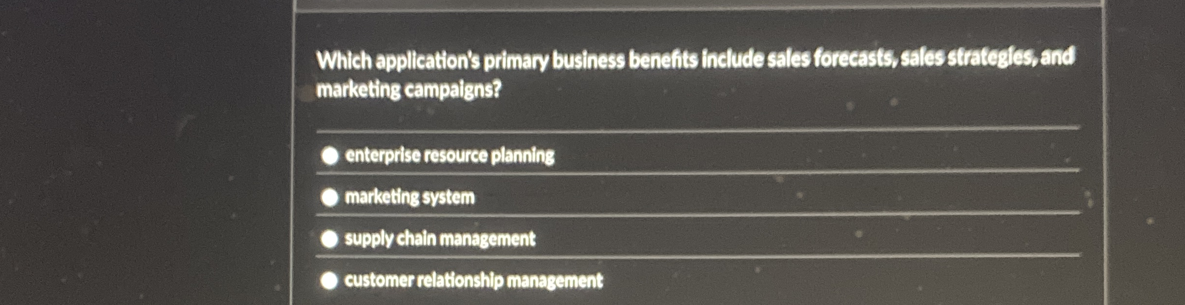 Solved Which application's primary business benefits include | Chegg.com