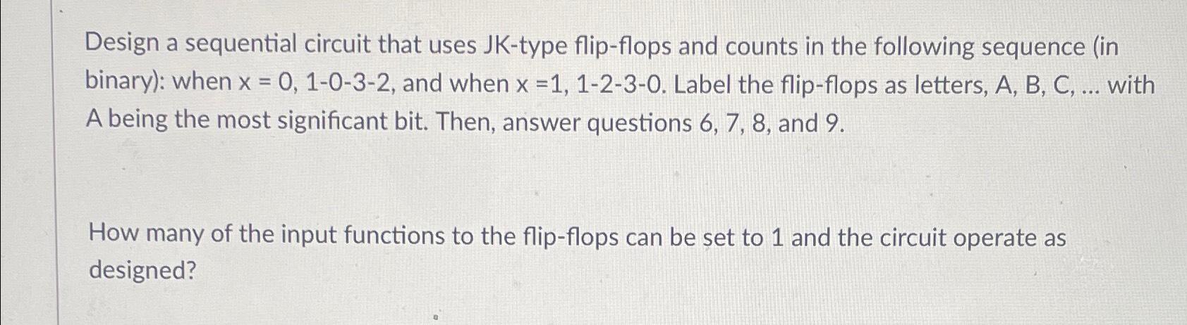 Solved Design a sequential circuit that uses JK-type | Chegg.com