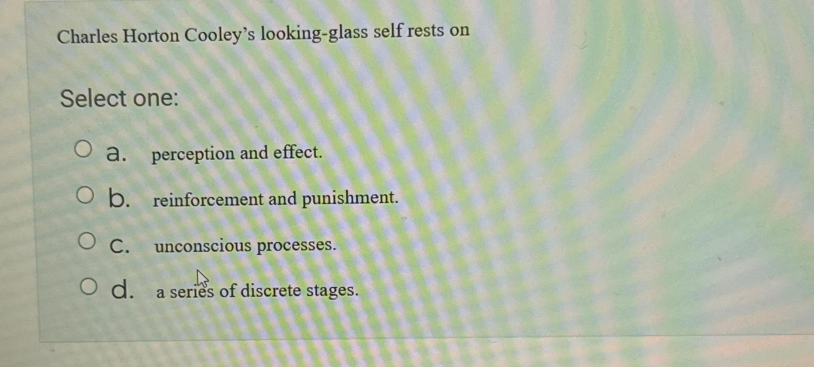 Solved Charles Horton Cooley's looking-glass self rests | Chegg.com