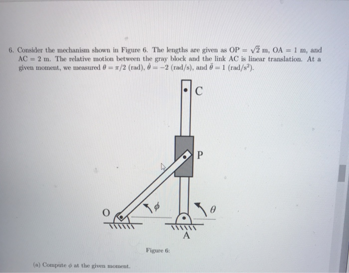Solved 6. Consider the mechanism shown in Figure 6. The | Chegg.com