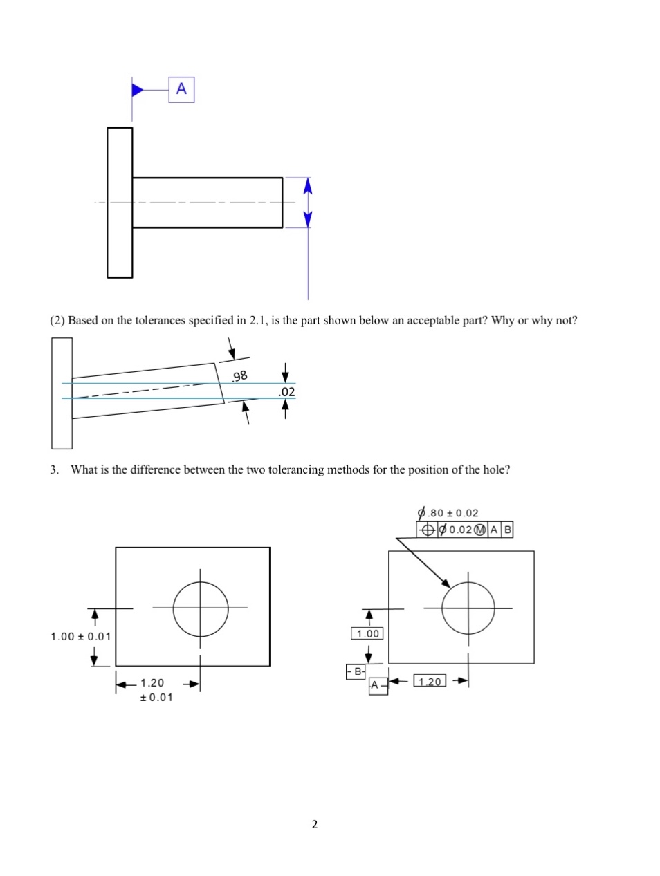 Solved (2) ﻿Based on the tolerances specified in 2.1 , ﻿is | Chegg.com