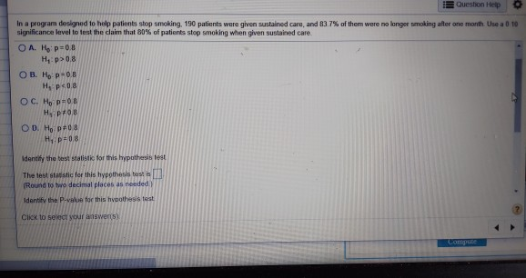 Solved Question Help In a program designed to help patients | Chegg.com
