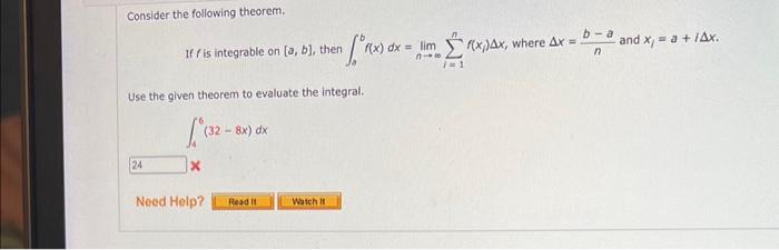 Solved Consider the following theorem. If f is integrable on | Chegg.com