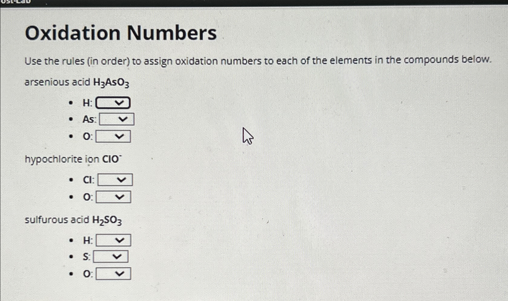 Solved Oxidation NumbersUse the rules (in order) ﻿to assign | Chegg.com