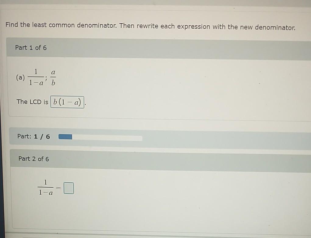 Solved Find the least common denominator. Then rewrite each | Chegg.com