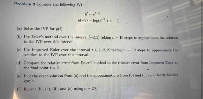 Solved Problem 3 Consider the following IVP: | Chegg.com