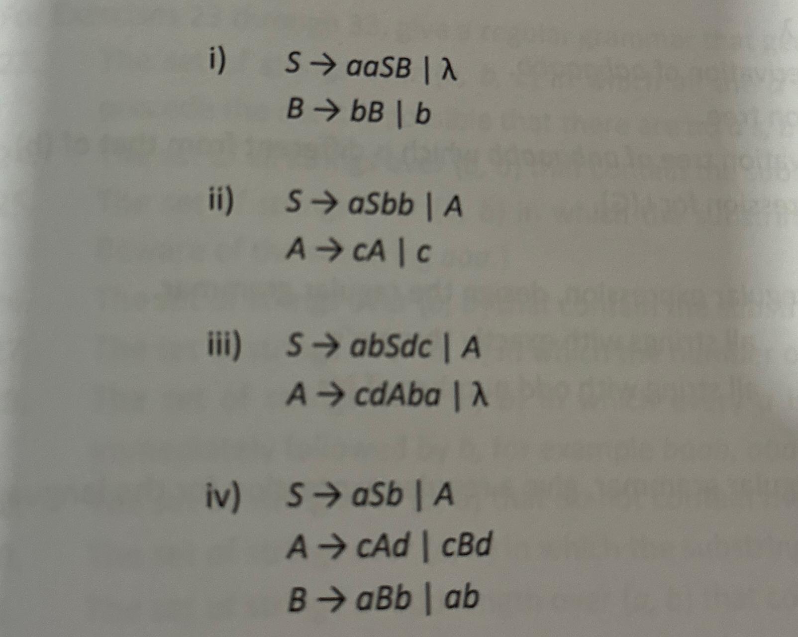 Solved For each of the following context free grammars | Chegg.com