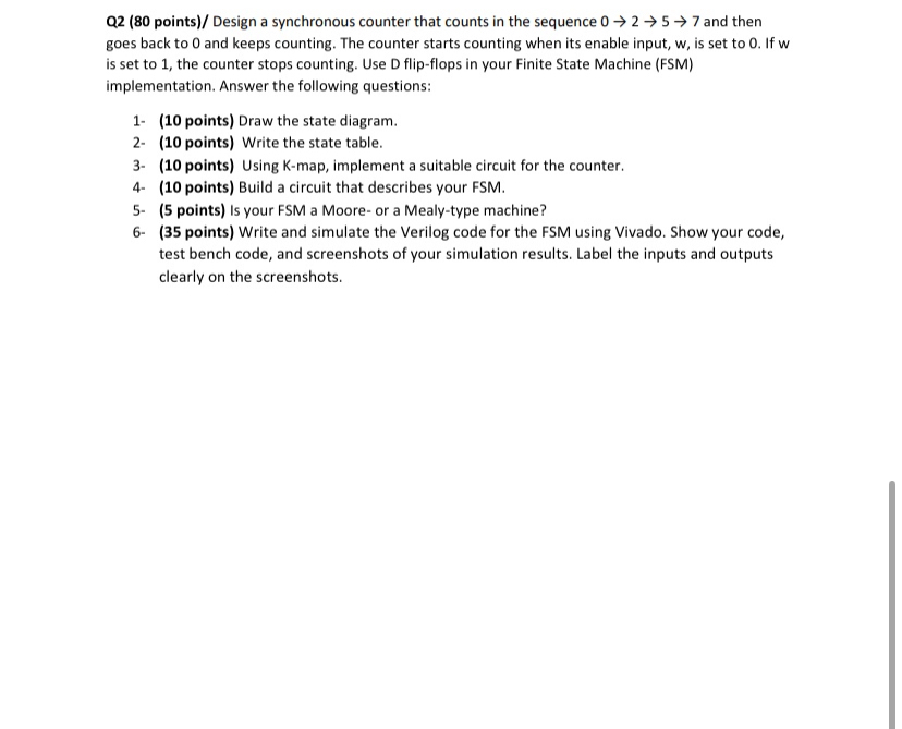 Solved Q2 (80 ﻿points)/ ﻿Design a synchronous counter that | Chegg.com