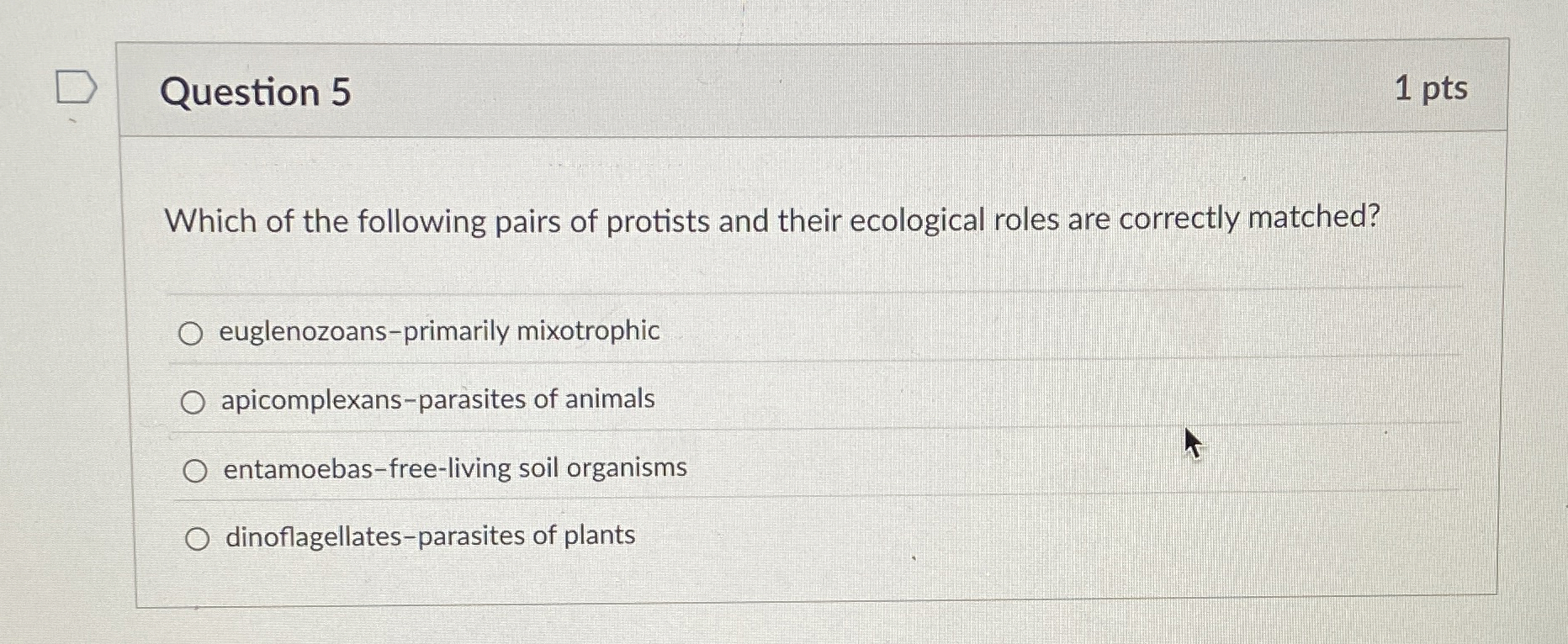 Solved Question 5Which of the following pairs of protists | Chegg.com