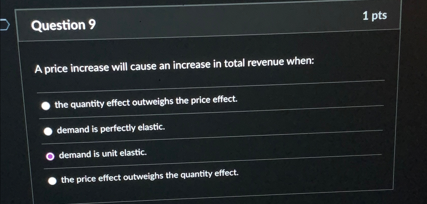 Solved Question 91 ﻿ptsA price increase will cause an | Chegg.com