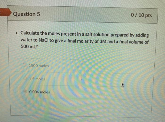 Solved - Calculate the moles present in a salt solution | Chegg.com