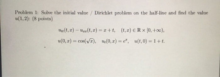 Solved Problem 1: Solve the initial value / Dirichlet | Chegg.com