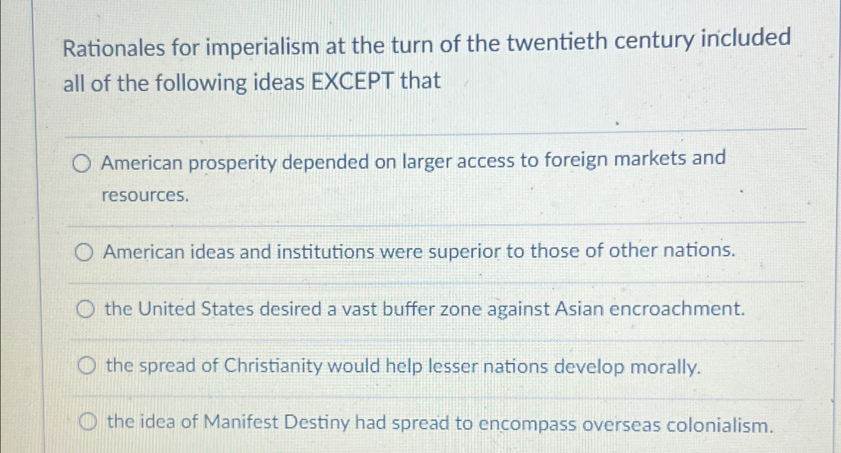 Solved Rationales for imperialism at the turn of the | Chegg.com