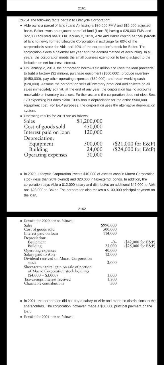 2161 C:6-54 The following facts pertain to Lifecycle | Chegg.com
