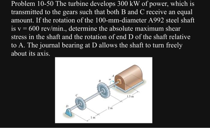 Solved Problem 10-50 The turbine develops 300 kW of power, | Chegg.com