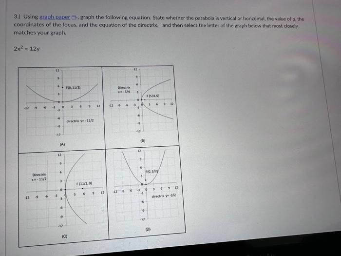 Solved 3.) Using graph paper Eraph the following equation. | Chegg.com