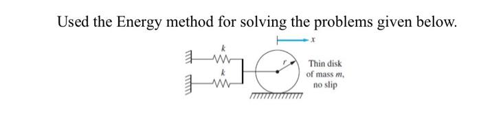 Solved Used the Energy method for solving the problems given | Chegg.com