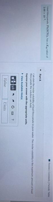 Solved Review Constants Periodic Table Lead thiocyanate. | Chegg.com