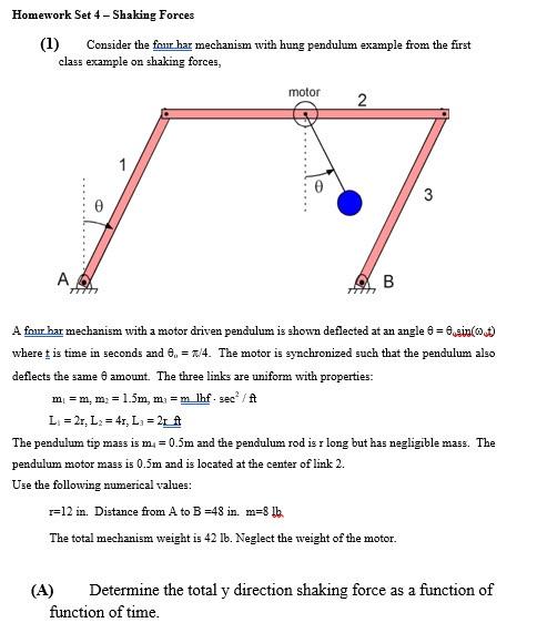 Solved Homework Set 4 - Shaking Forces Consider the four har | Chegg.com