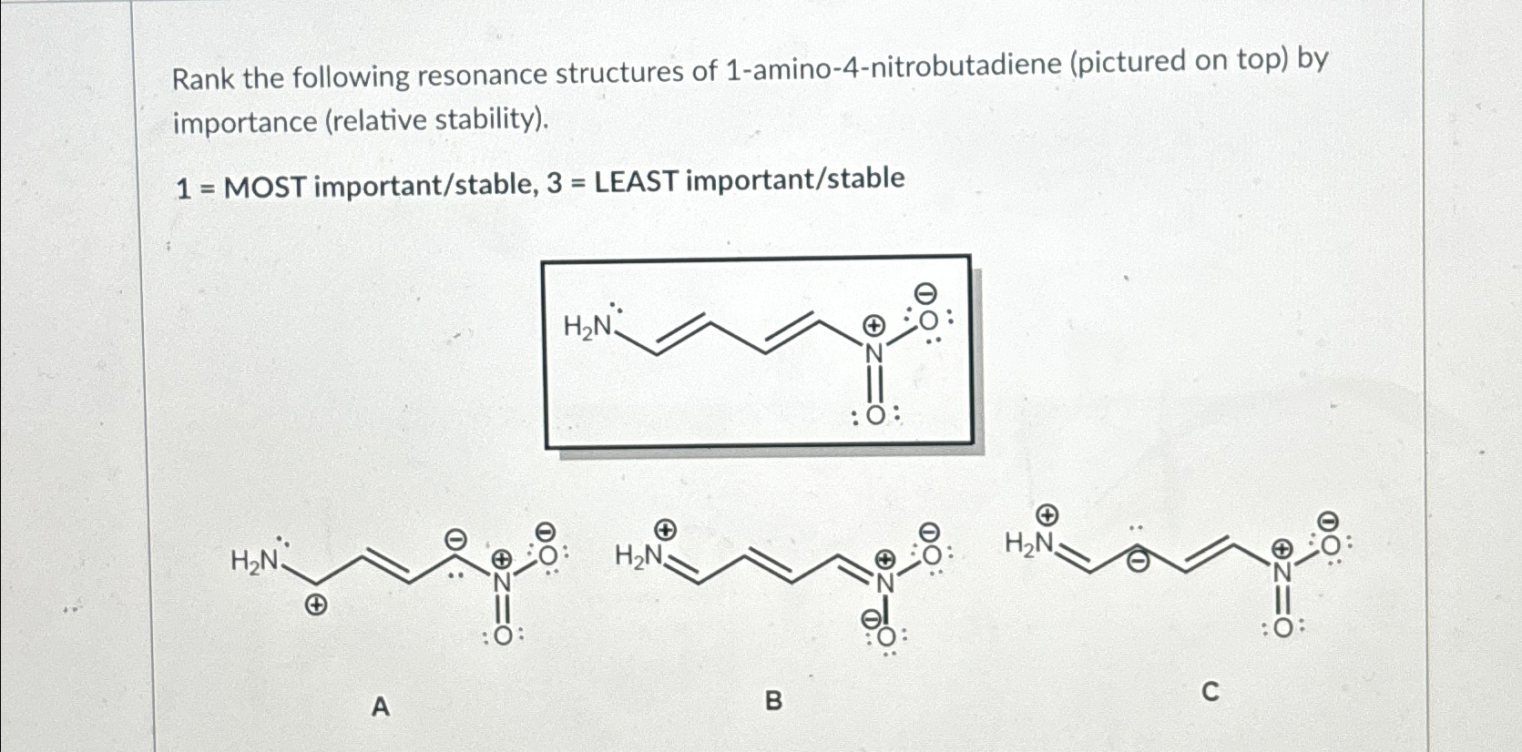 Solved Rank the following resonance structures of | Chegg.com