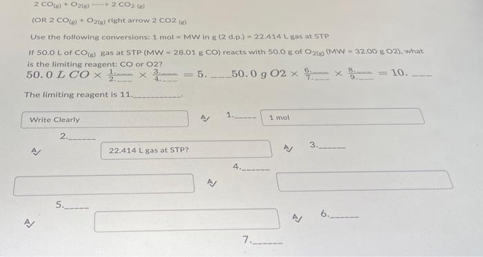 Solved 2 CO + O2(e) ----> 2 CO2(e) (OR 2 CO) + O2(e) right | Chegg.com
