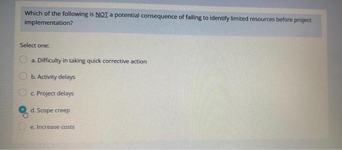 Solved Which of the following is NOT a potential consequence | Chegg.com