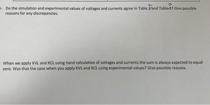 Solved Do the simulation and experimental values of voltages | Chegg.com
